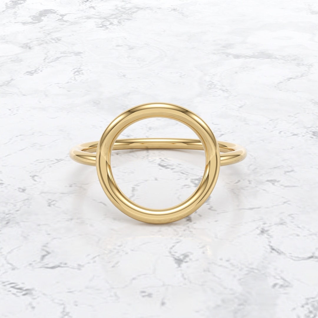 Open Circle Gold Ring/ 14k Gold Open Circle Ring/ Thin Gold Open Circle Ring/ Real Gold Stylish ...