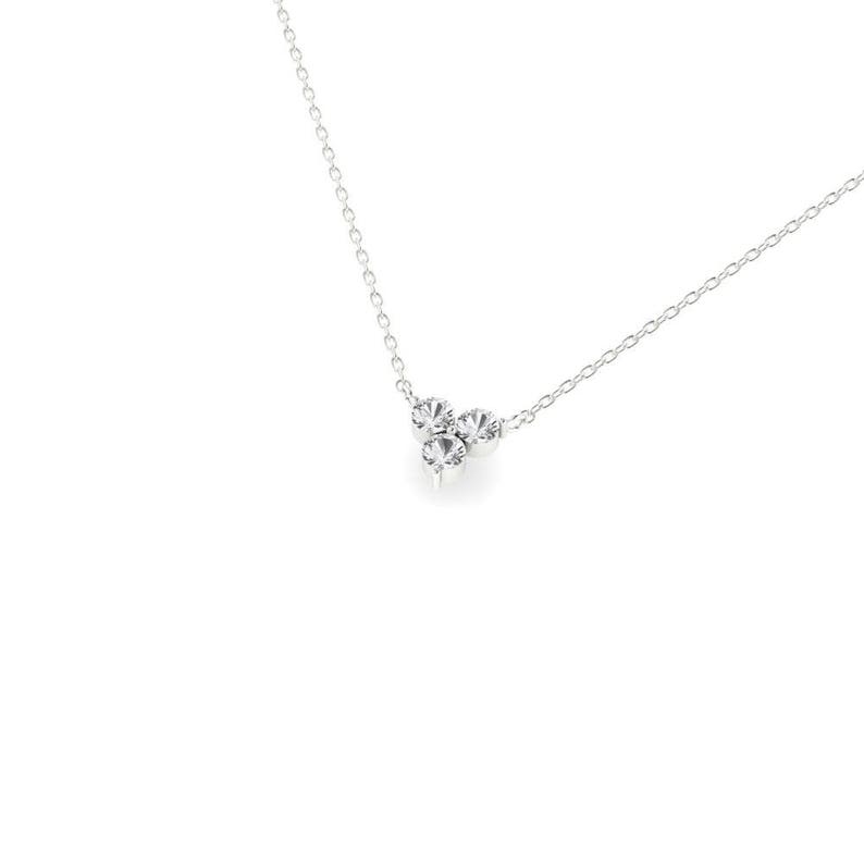 Triangle Diamond Necklace / 14k Gold Shared Prong Set Diamond | Etsy