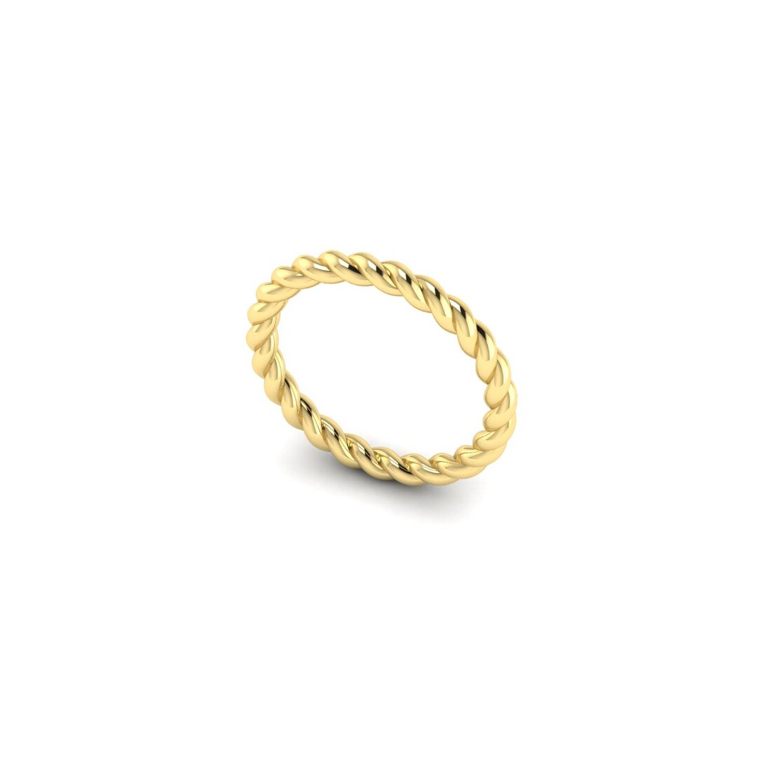 14K Solid Gold Twist Ring / 2 MM Gold Twist Ring / Dainty - Etsy