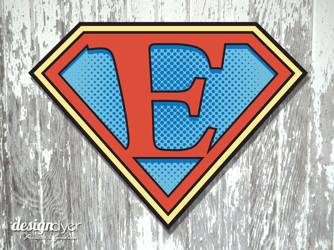 Superhero Initial "e" Sign Large 26"x20" DIY Printable Instant Download ...