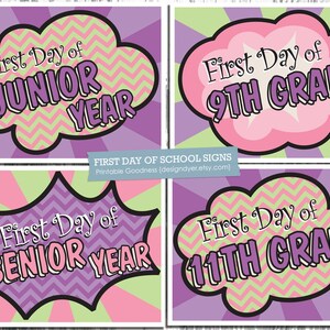 First Day of School Printable Signs Pre-k Through Grade 12 Girl ...