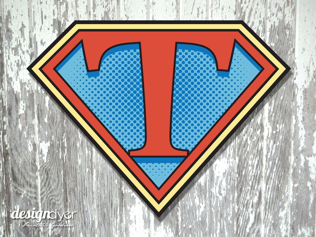 Superhero Initial "t" Sign Large 26"x20" DIY Printable Instant Download ...