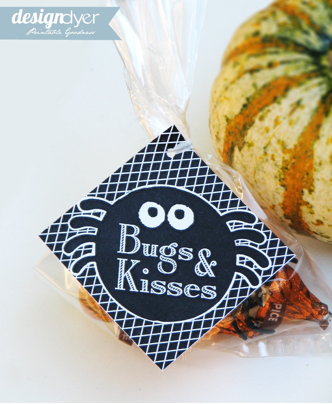 Halloween Printable Bugs and Kisses Favor Treat Tags Black and - Etsy