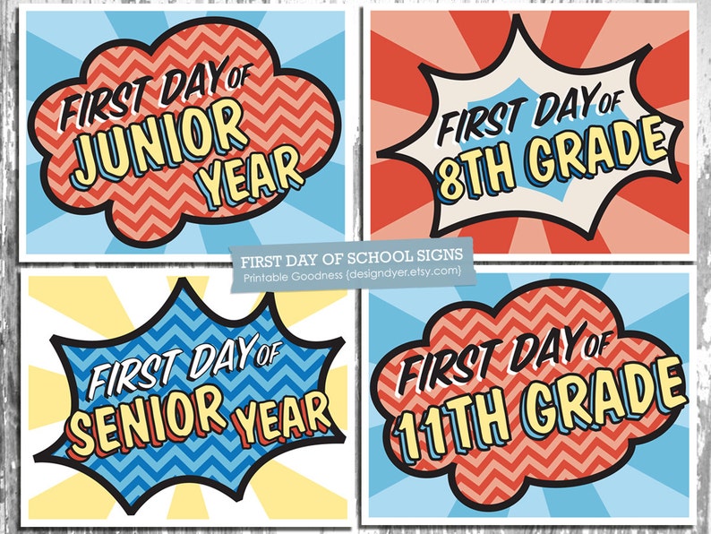 Printable First Day of School Signs Pre-k Through Grade 12 - Etsy