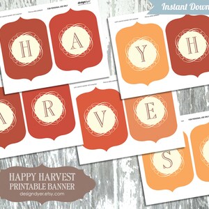 Happy Harvest Printable Thanksgiving Fall DIY Banner - Etsy