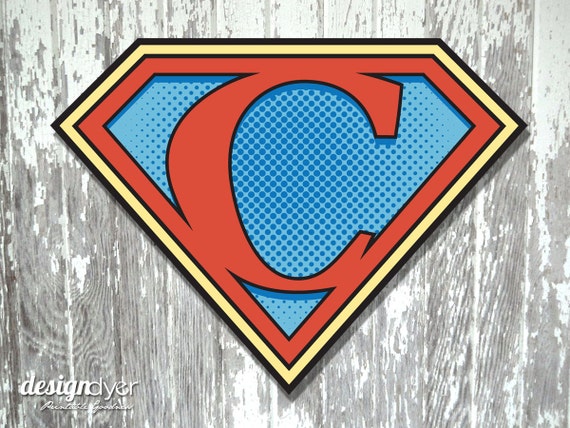 Superhero Initial c Sign Large 26x20 | Etsy