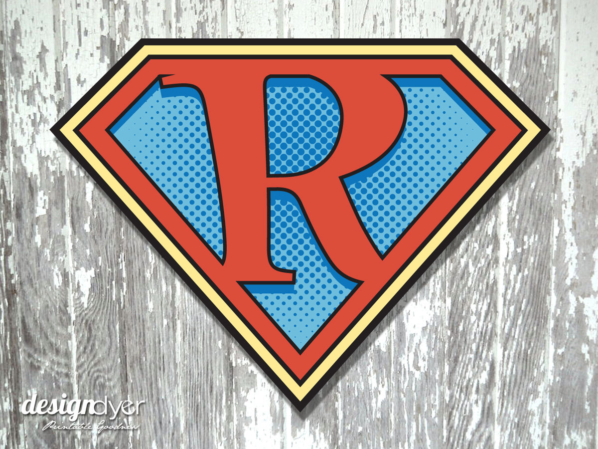 Superhero Initial "r" Sign Large 26"x20" DIY Printable Instant Download ...