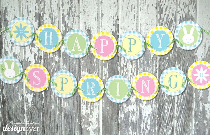 Spring Easter Bunny Party Printables Instant Download Pastel Banner ...