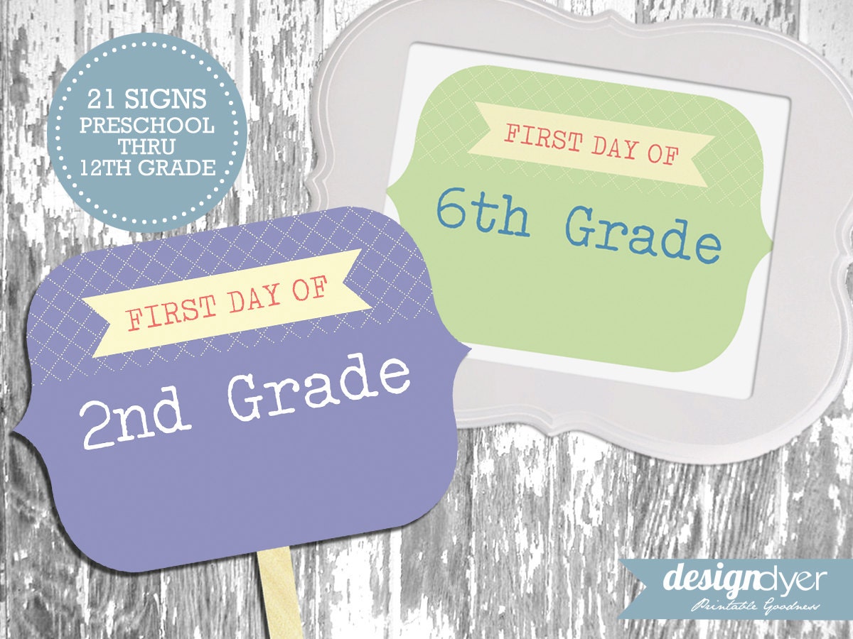 Printable First Day of School Signs Pre-k Through Grade 12 | Etsy
