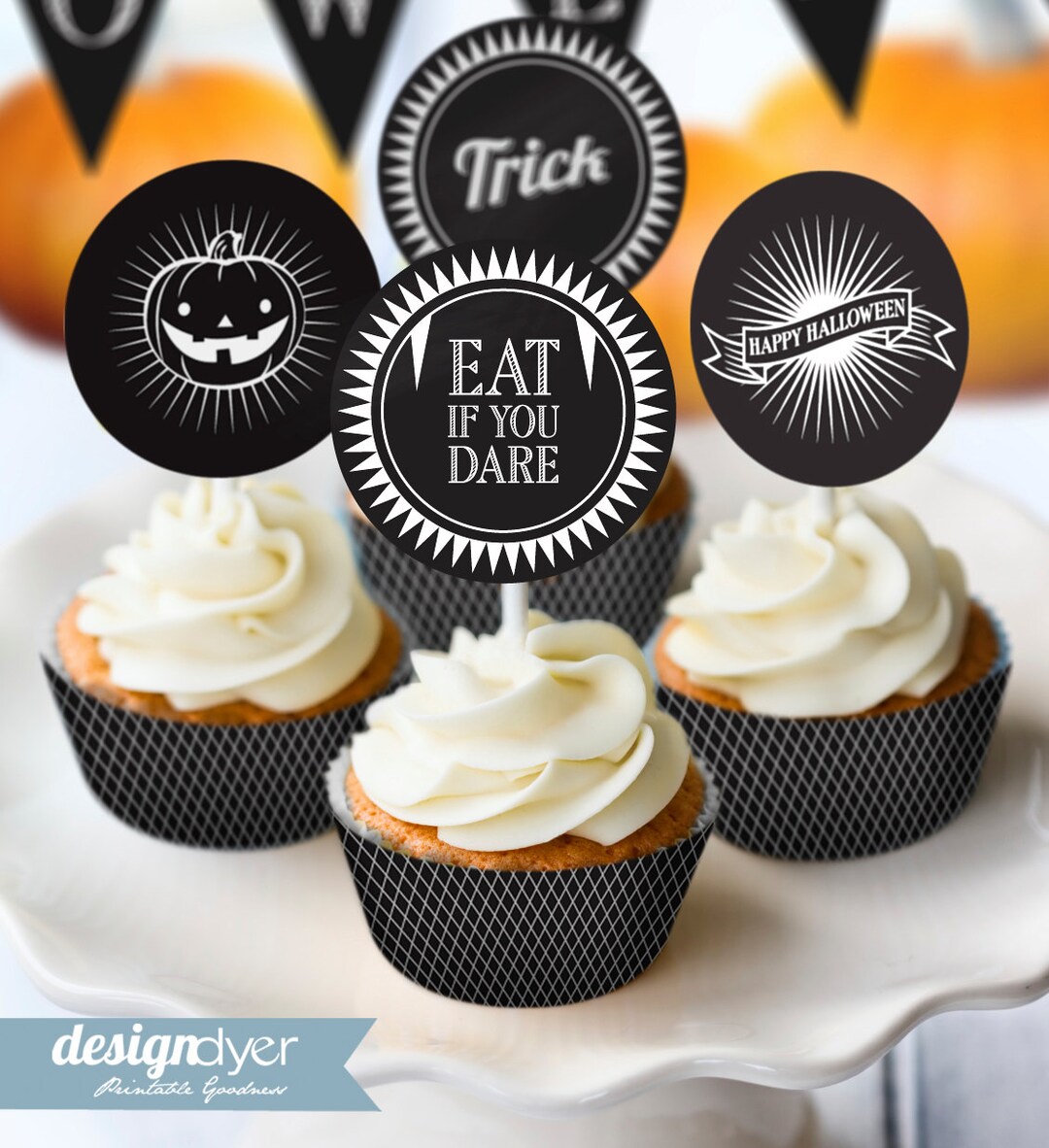 Halloween Printable Party Pack Black & White INSTANT DOWNLOAD Banner ...
