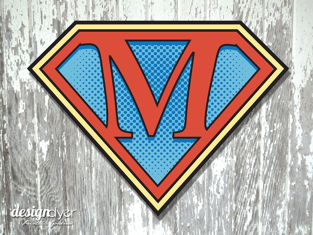 Superhero Initial "m" Sign Large 26"x20" DIY Printable Instant Download ...