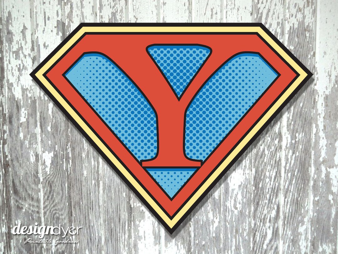 Superhero Initial "y" Sign Large 26"x20" DIY Printable Instant Download ...