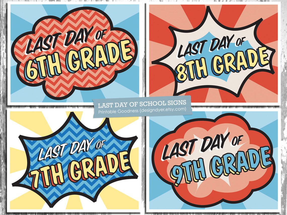Printable Last Day Of School Signs Pre-K through Grade 12 | Etsy