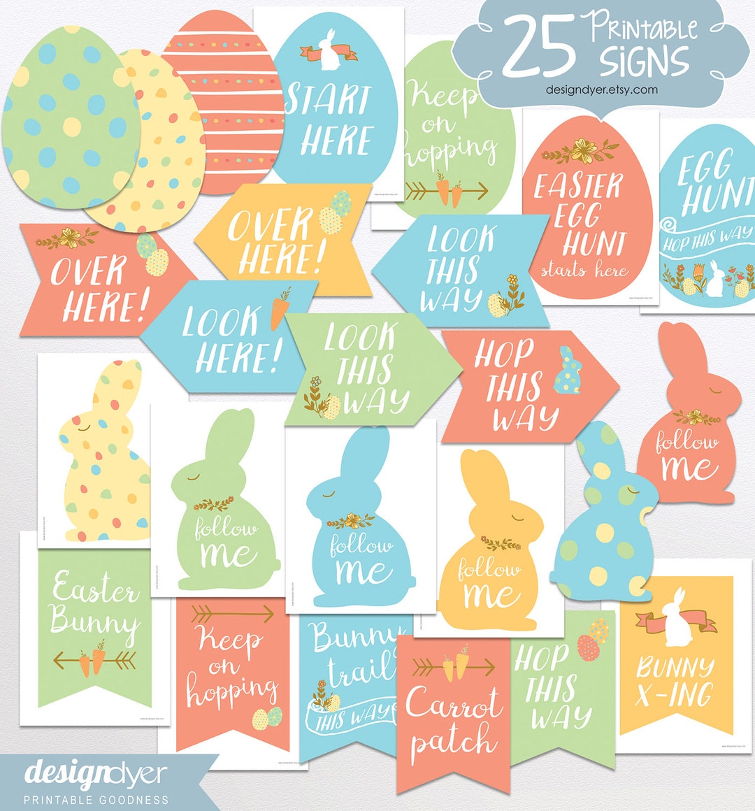 Easter Egg Hunt Party Sign Printables - INSTANT DOWNLOAD - Etsy