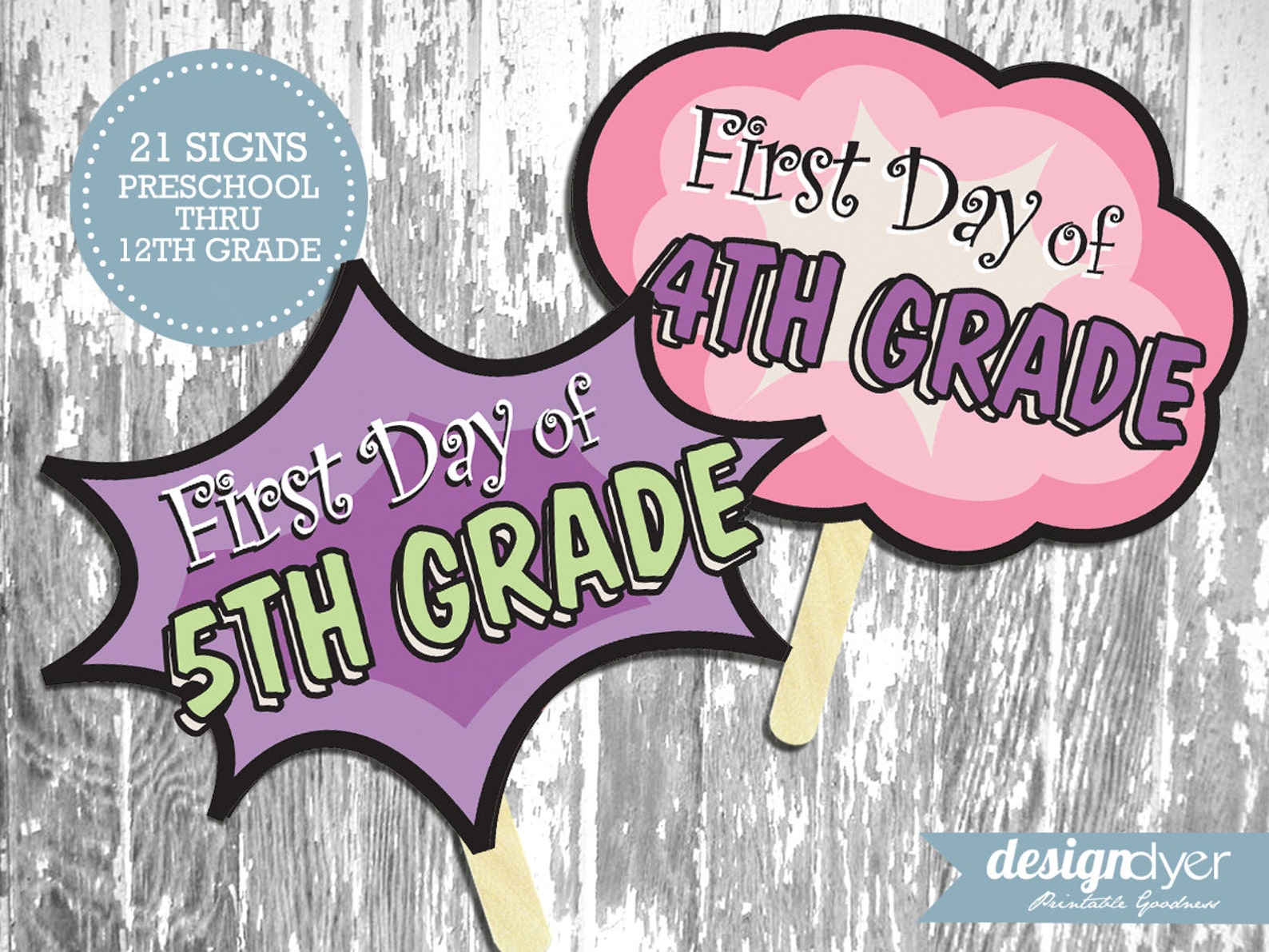 First Day of School Printable Signs Pre-k Through Grade 12 Girl ...