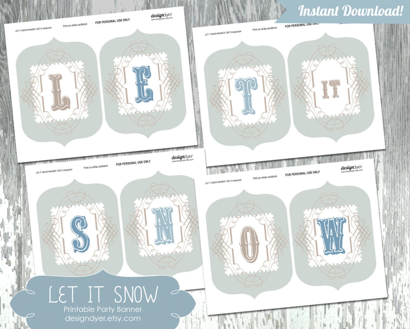 Let It Snow Printable Winter Themed Christmas Holiday Banner - Etsy