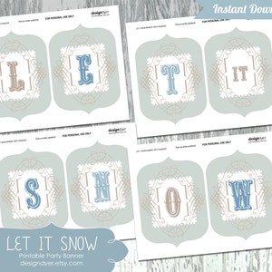 Let It Snow Printable Winter Themed Christmas Holiday Banner INSTANT ...