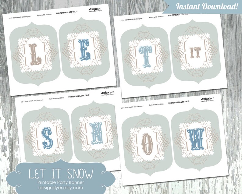 Let It Snow Printable Winter Themed Christmas Holiday Banner INSTANT ...