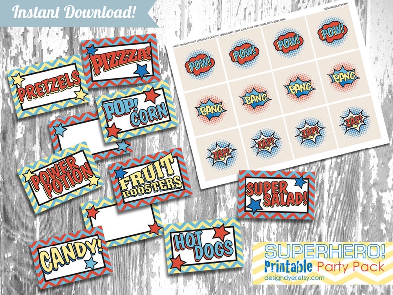 DIY Superhero Printable Party Pack INSTANT DOWNLOAD - Etsy