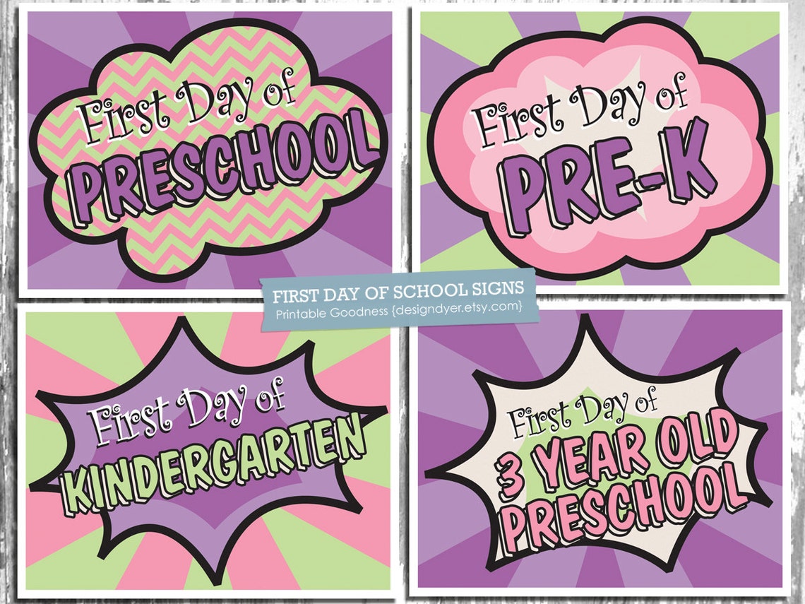 First Day Of School Printable Signs Pre-K through Grade 12 | Etsy