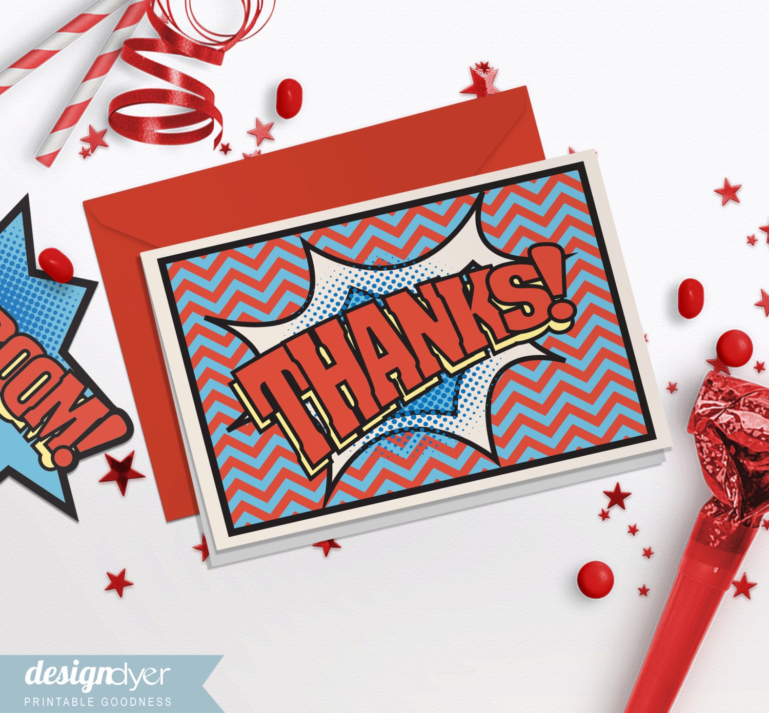 Superhero Printable Folded Thank You Notes INSTANT DOWNLOAD - Etsy