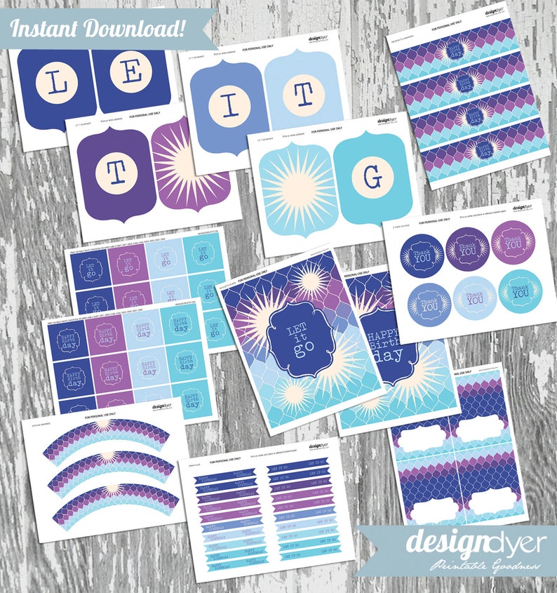 Printable Party Pack INSTANT DOWNLOAD Winter Princess Themed Birthday ...