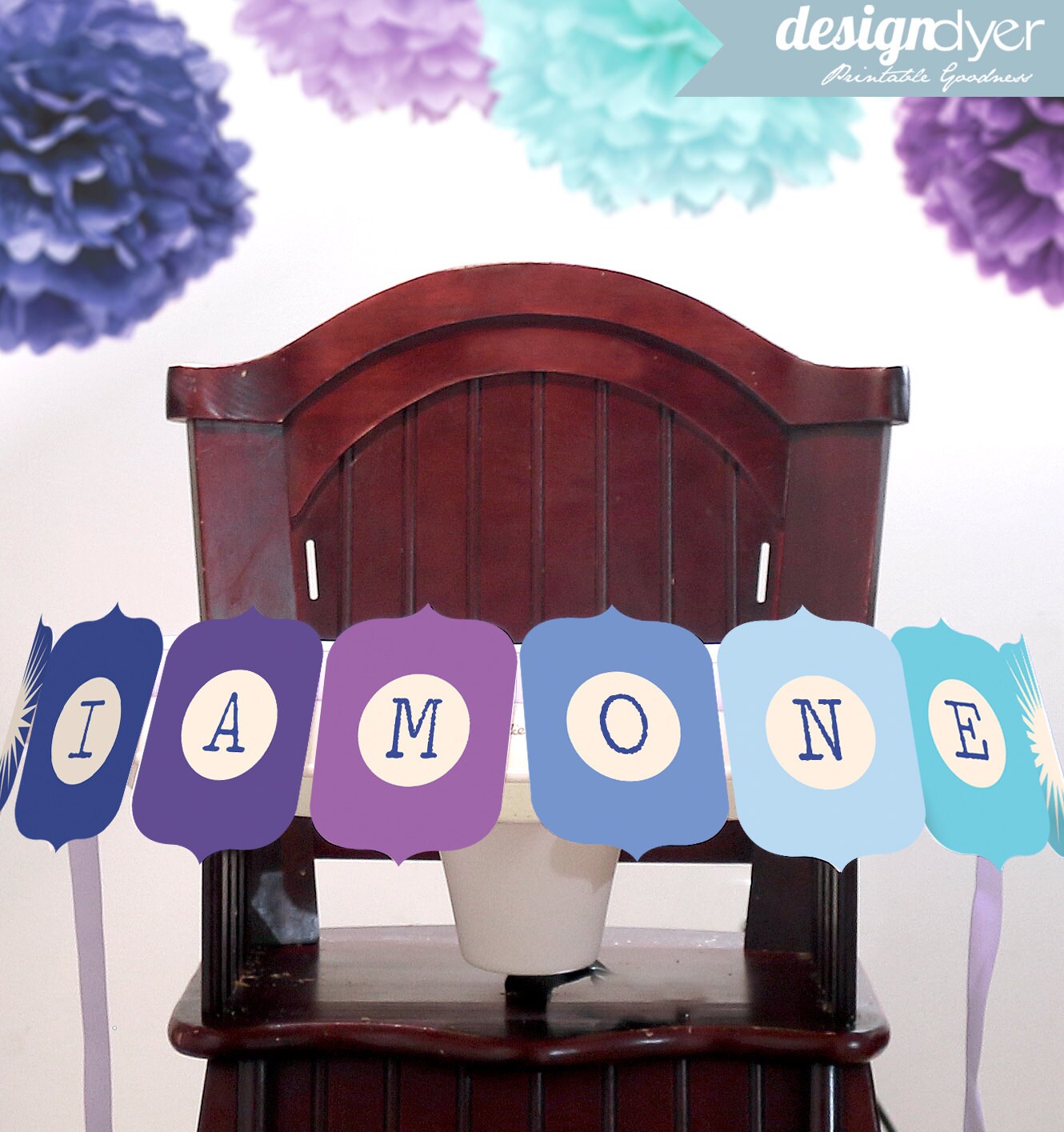 I Am One Printable DIY Highchair Banner Photo Prop INSTANT DOWNLOAD ...