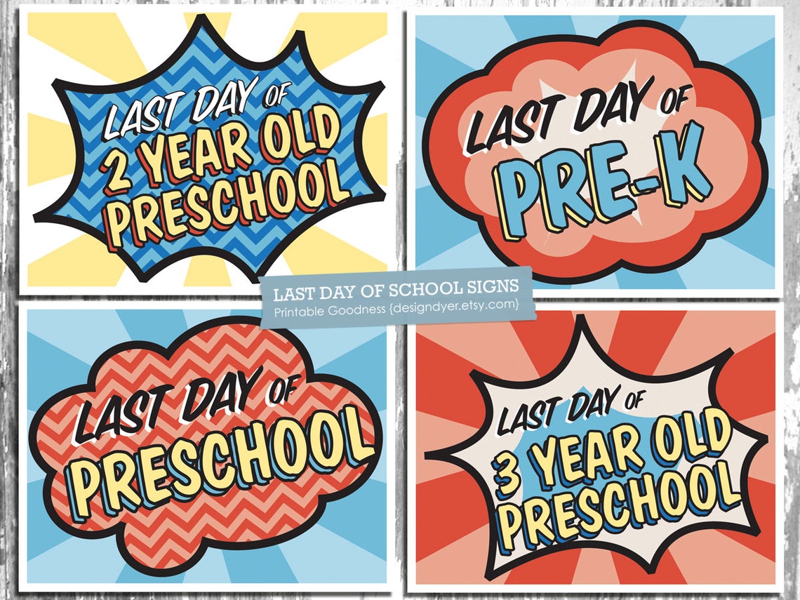 Printable Last Day Of School Signs Pre-K through Grade 12 | Etsy
