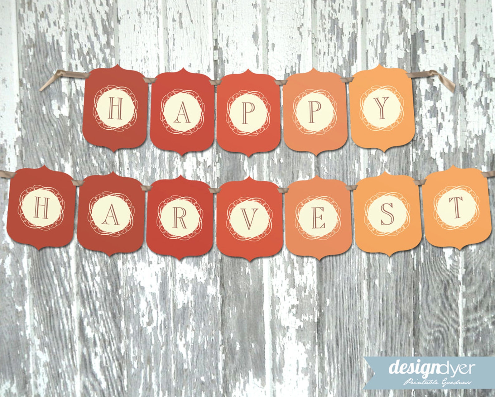 Happy Harvest Printable Thanksgiving Fall DIY Banner - Etsy