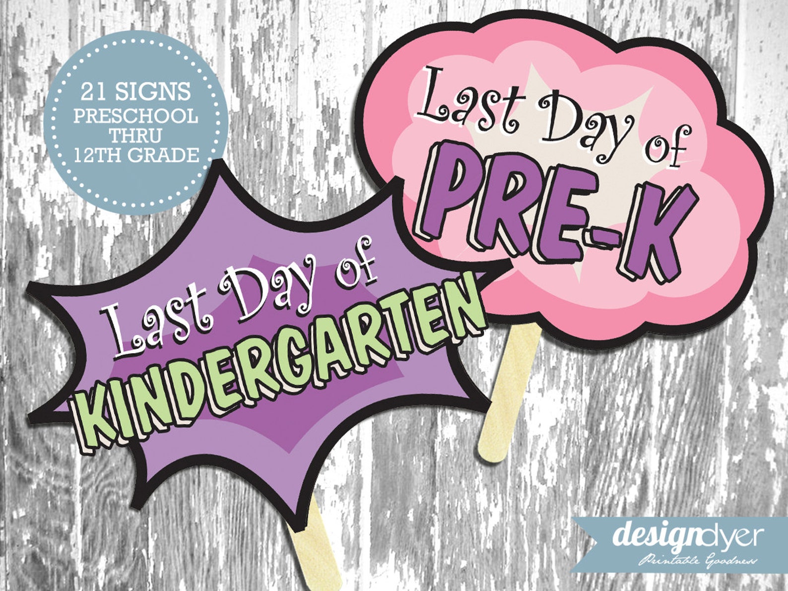 Last Day of School Printable Signs Pre-k Through Grade 12 Superhero ...