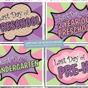 Last Day of School Printable Signs Pre-k Through Grade 12 Superhero ...