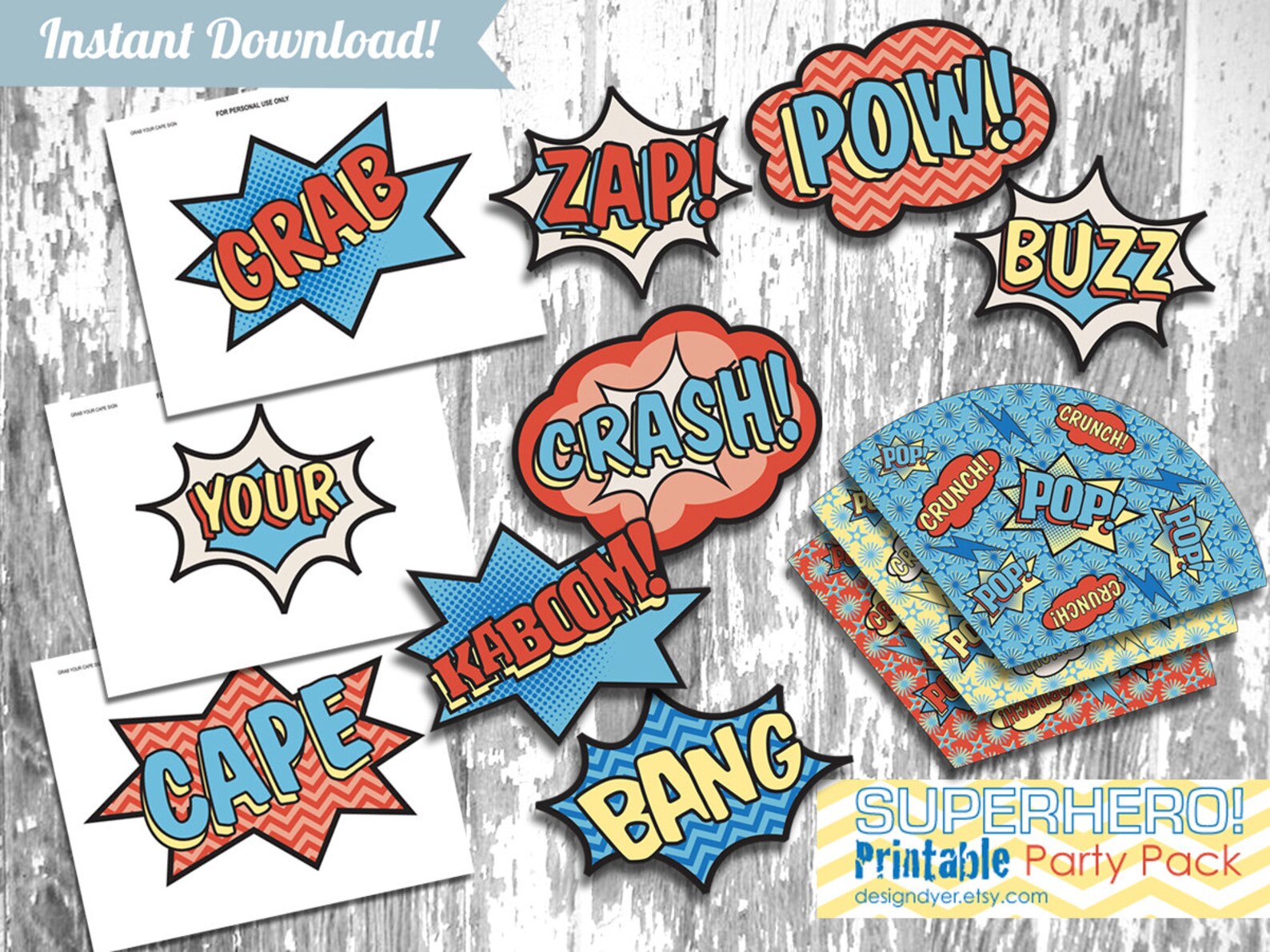 DIY Superhero Printable Party Pack INSTANT DOWNLOAD - Etsy