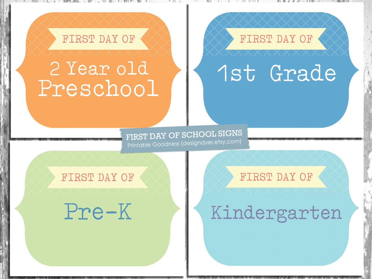 Printable First Day of School Signs Pre-k Through Grade 12 | Etsy