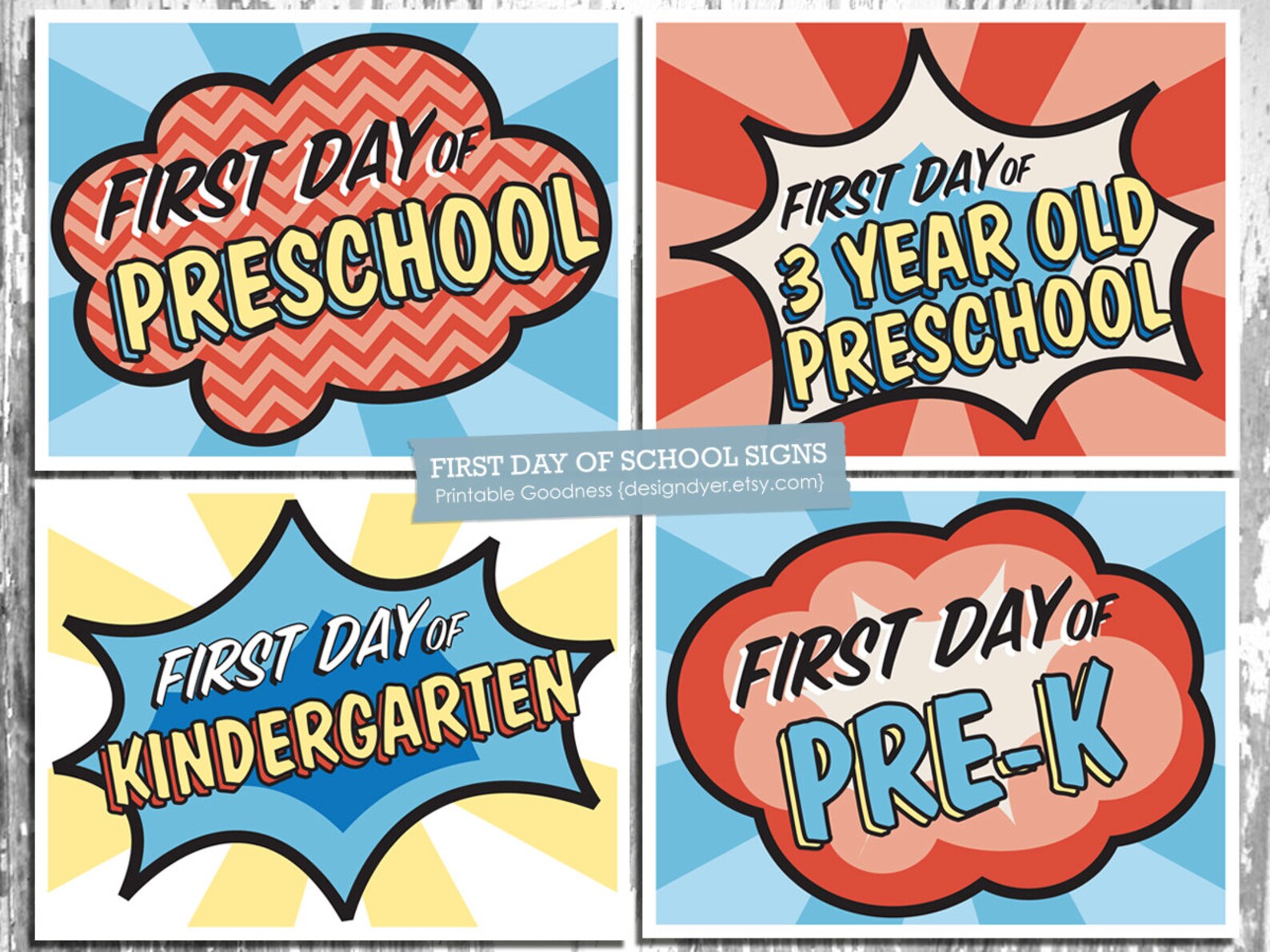 Printable First Day of School Signs Pre-k Through Grade 12 Superhero ...