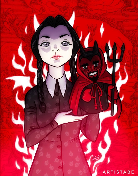 Wednesday and Satan 11x14 - Etsy