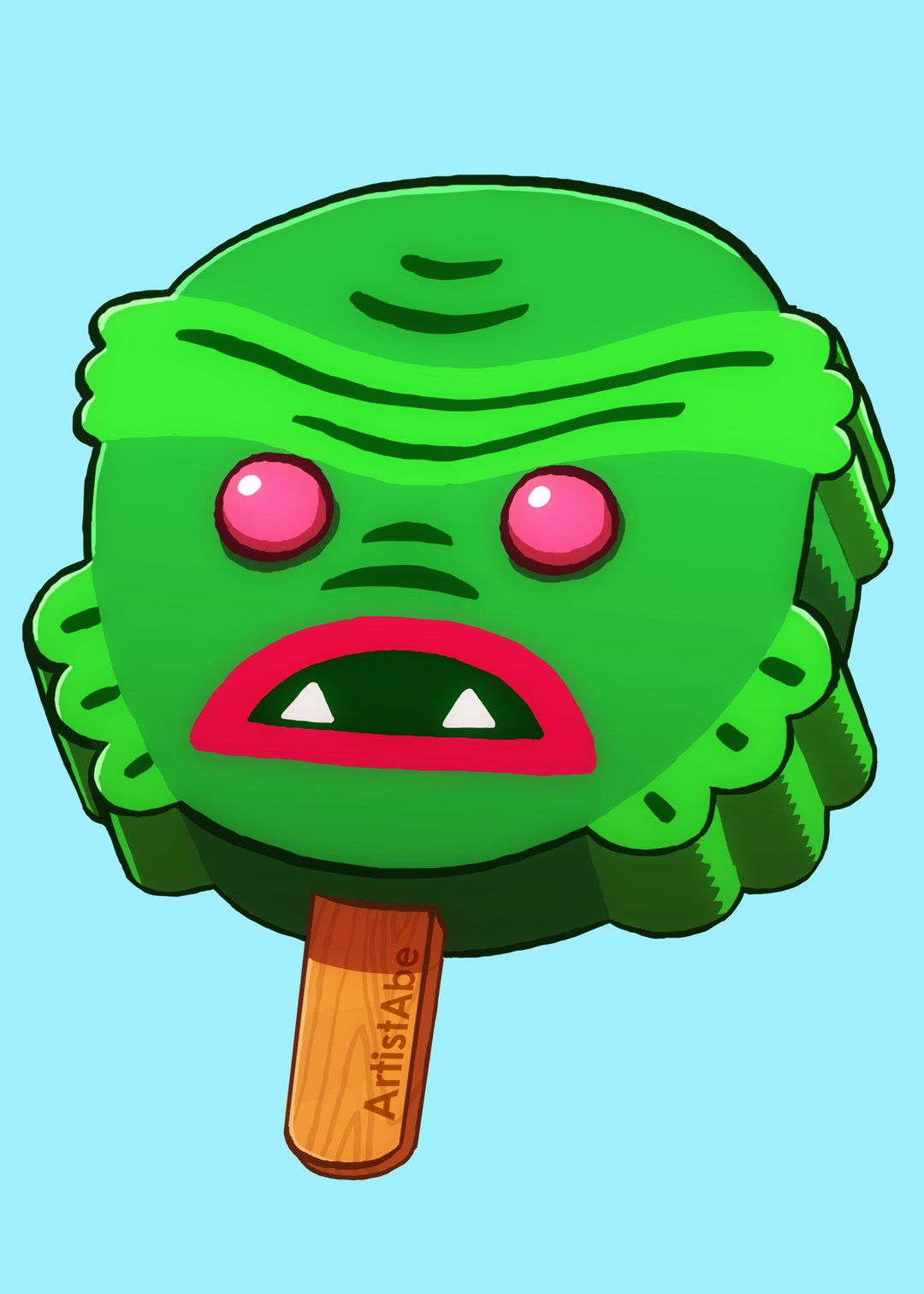 Creature Popsicle Monster 5x7 - Etsy