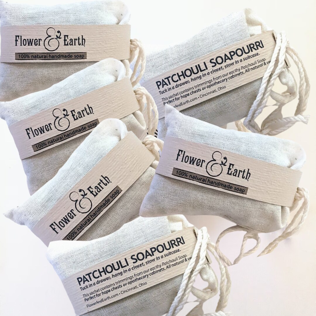 Patchouli Soap Sachet Set of 6, Scented Sachets for Closets, Hanging ...