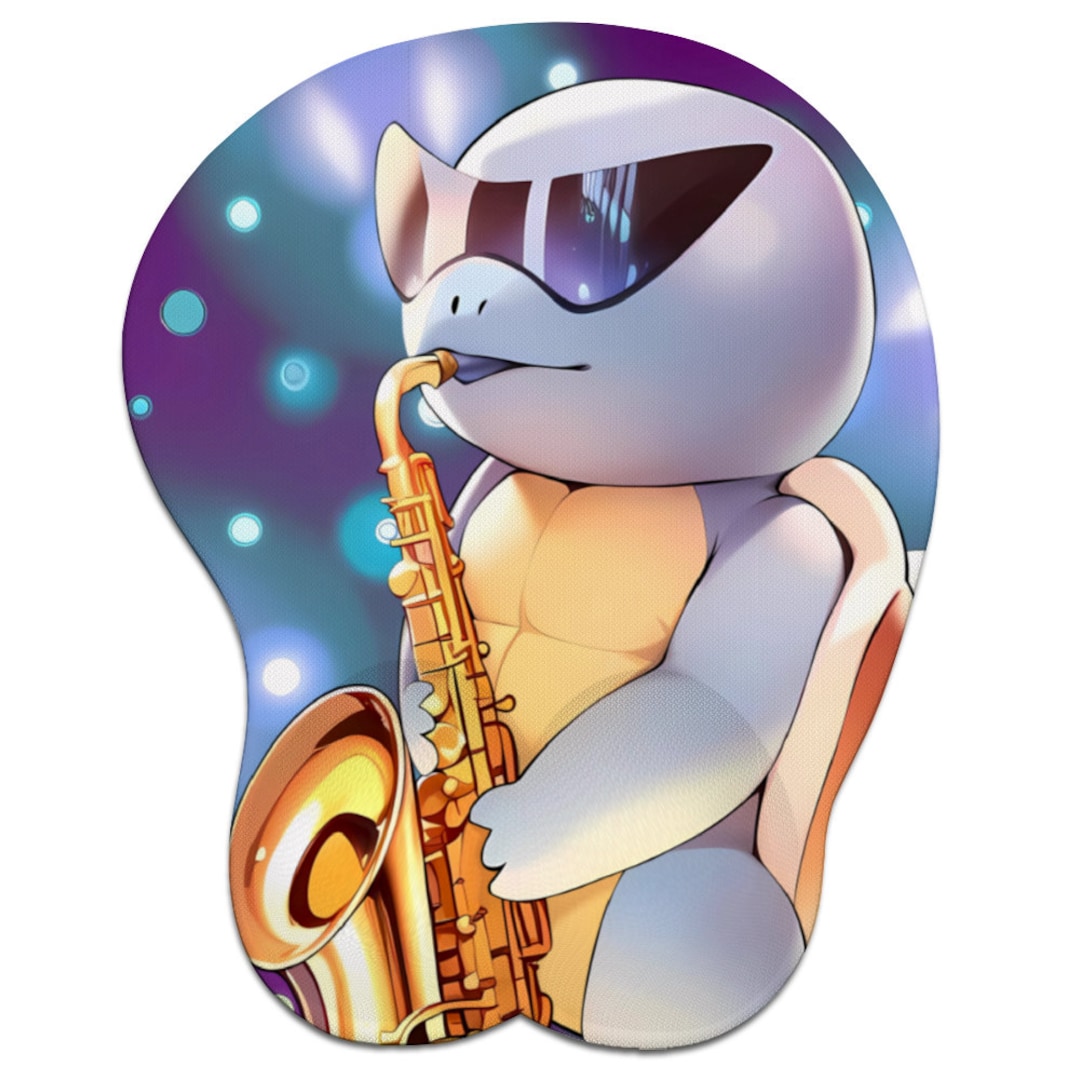 Squirtle Saxophone Inspired Oppai Mousepad With Wrist Support - Etsy