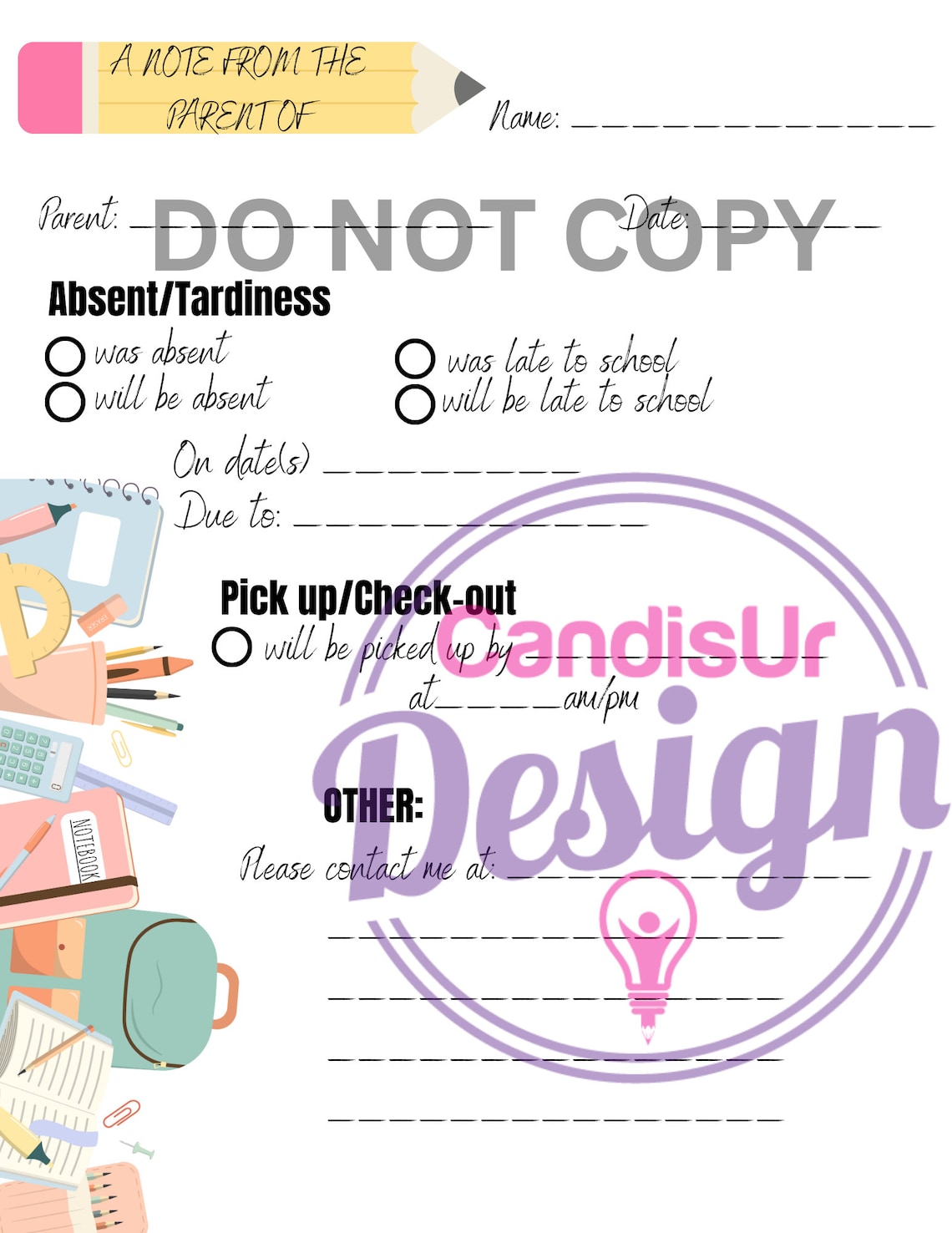 Printable School Notes. Note to Teacher. Printable Note From Home - Etsy