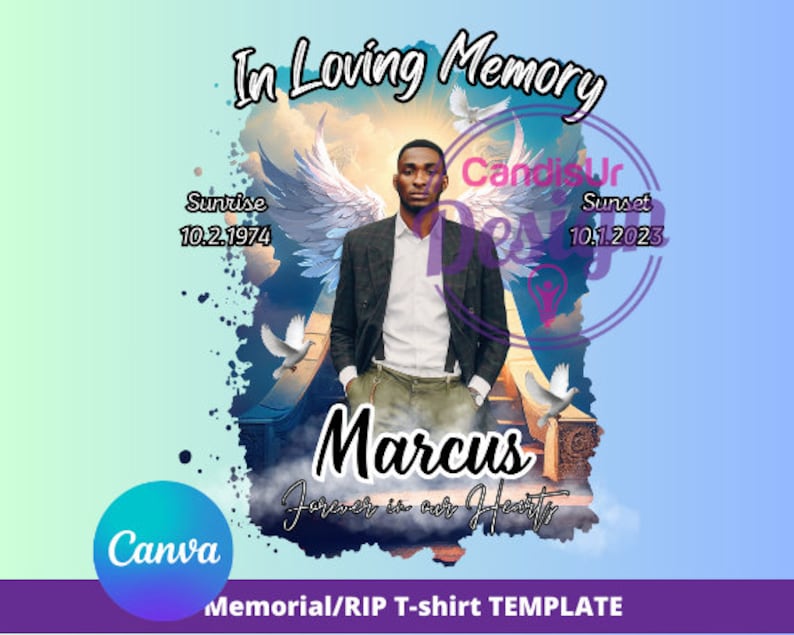 CUSTOM Memorial Png, RIP Tee, Canva Template, Editable Canva, Memorial ...