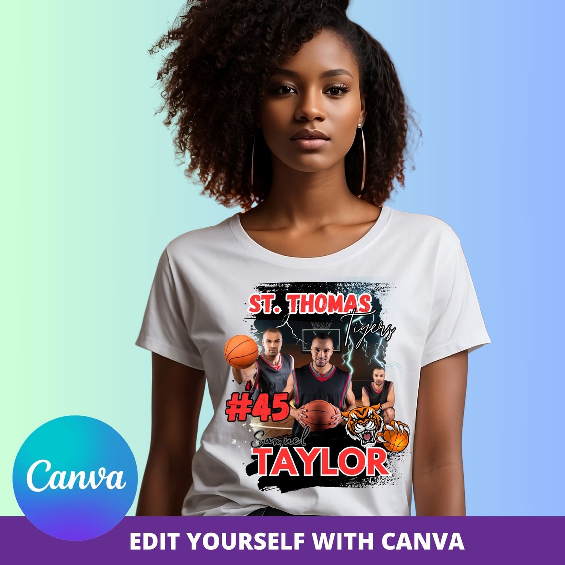 Canva Basketball Template, Basketball T-shirt Designs, Canva Editable ...