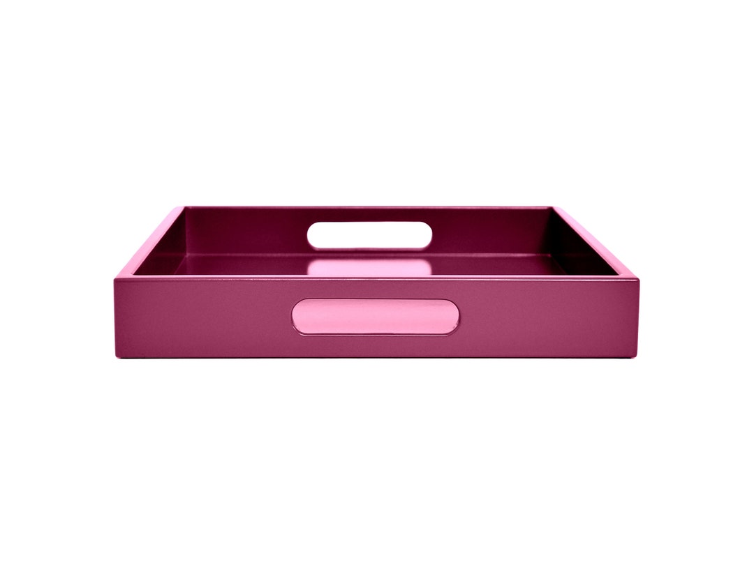 Orchid Pink Lacquer Tray With Handles - Coffee Table Ottoman Tray - Etsy
