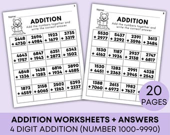 Grade 4 and 5 Addition Worksheets With Answers PDF Download Instant ...