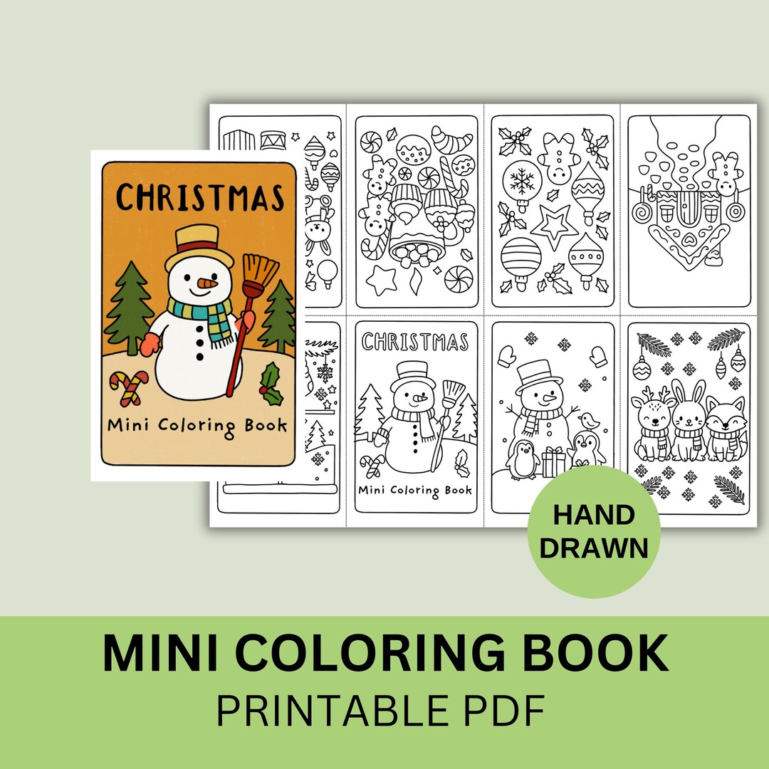 Christmas Mini Coloring Book Printable, Holiday Activity for Kids ...