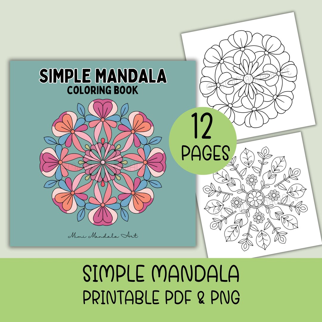 Simple Mandala Coloring Pages for Adults and Kids, Simple Coloring Book ...