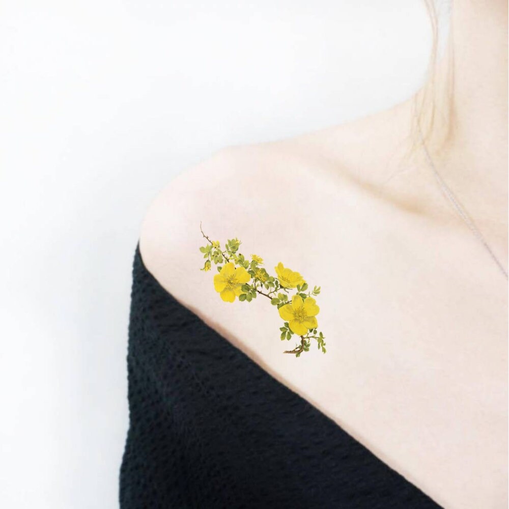 YELLOW ROSES Set of 2 Temporary Tattoos / Symbol of Friendship ...