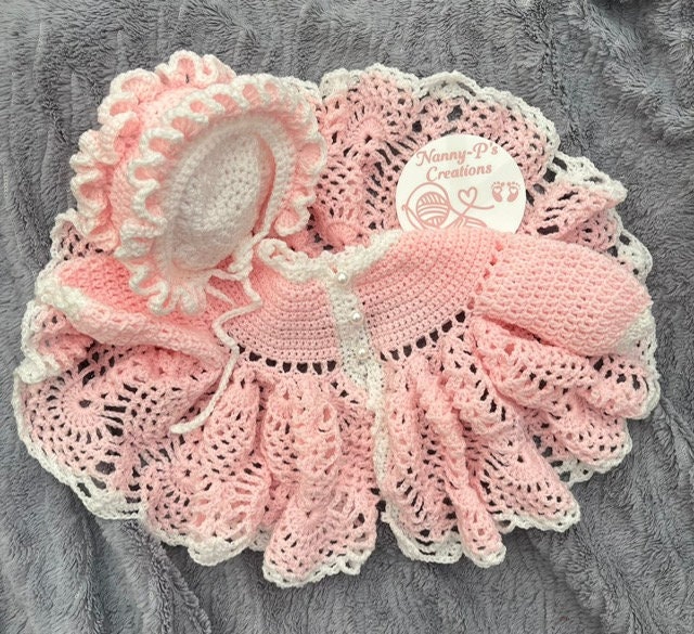 No 45 Matinee Jacket, Bonnet & Mop Cap Crochet Pattern Instructions - Etsy