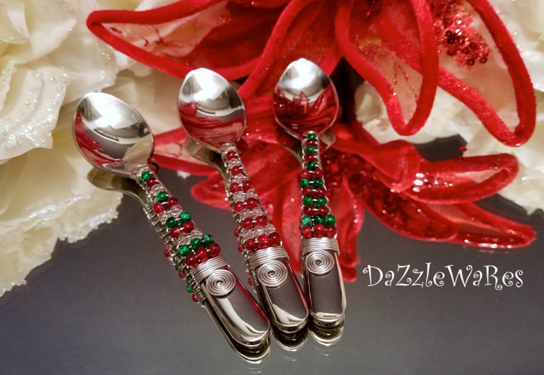 SPOON 5 Mini TEASPOON Sparkle Beaded dessert,candy Buffet,nuts,wedding ...