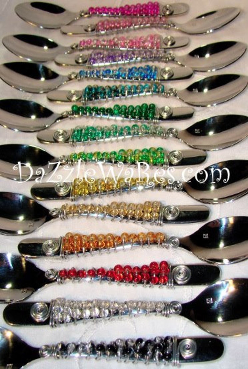 SPOON 5" Mini TEASPOON Sparkle Beaded -dessert,candy Buffet,nuts ...