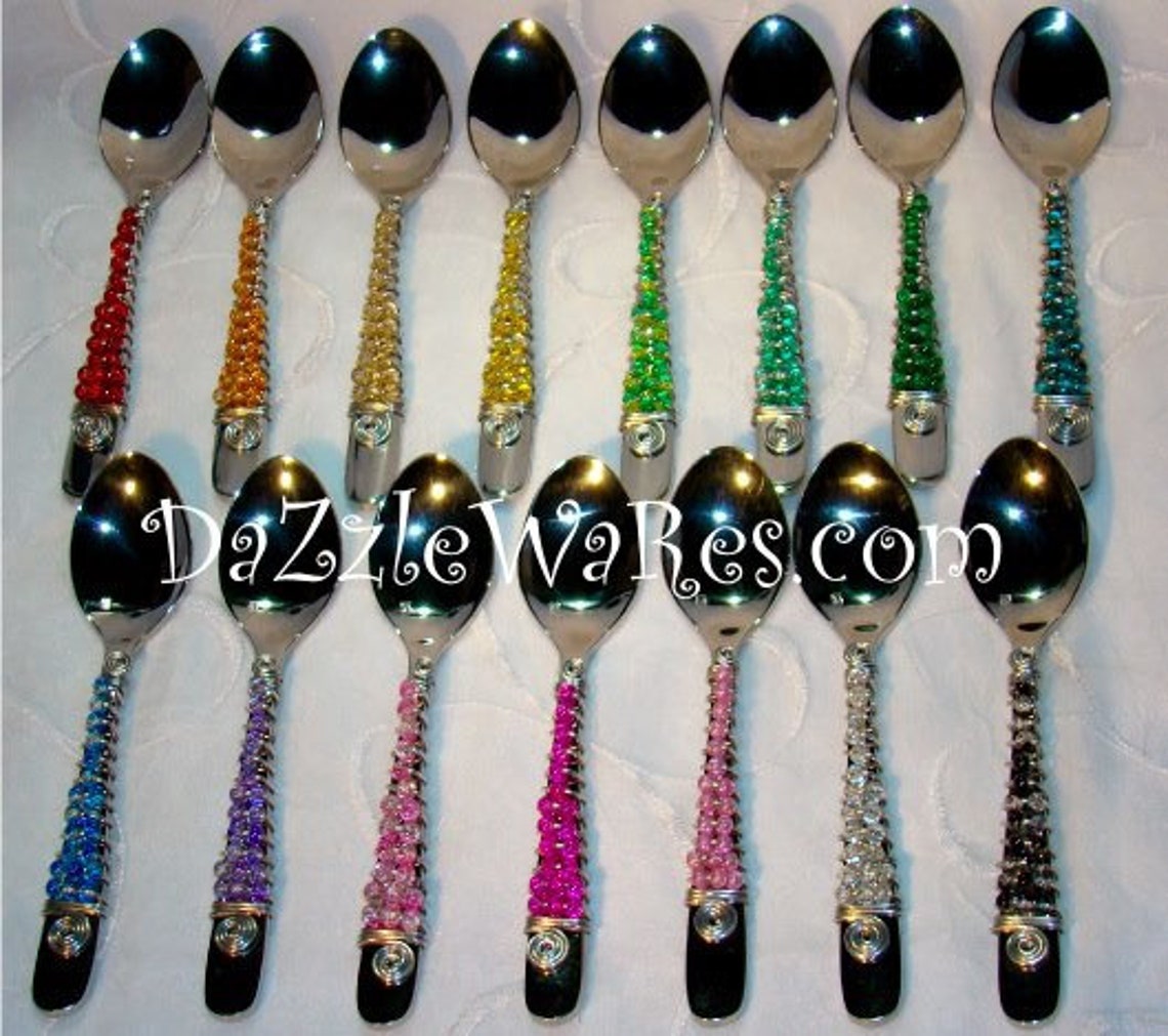 SPOON 5 Mini TEASPOON Sparkle Beaded dessertcandy - Etsy